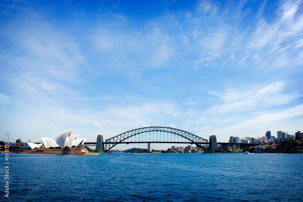 The Sydney Opera House with Harbor bridge in Sydney, two of Sydney's ...
