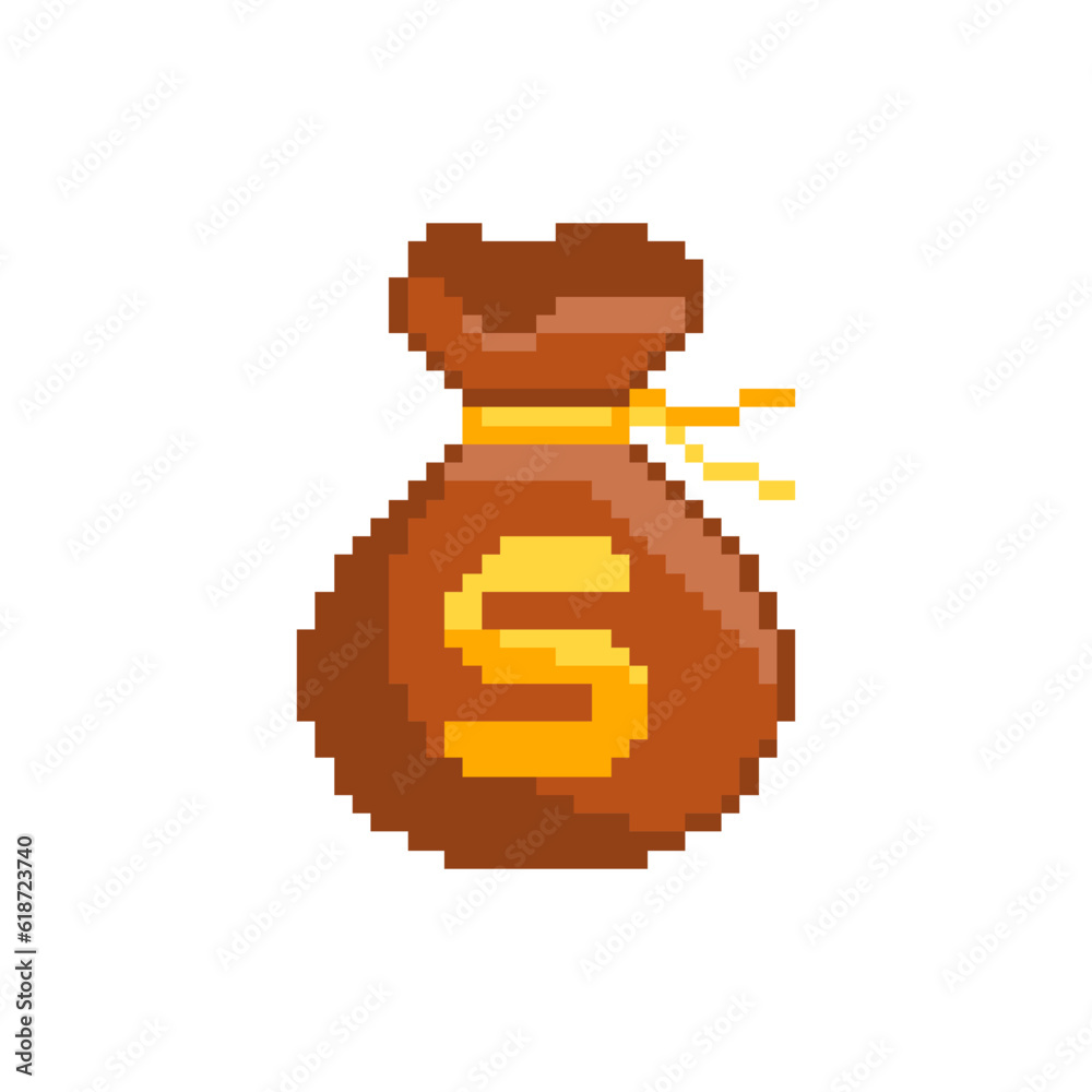 8-bit Pixel Art Cash Money icons vector set. Stock Vector | Adobe Stock