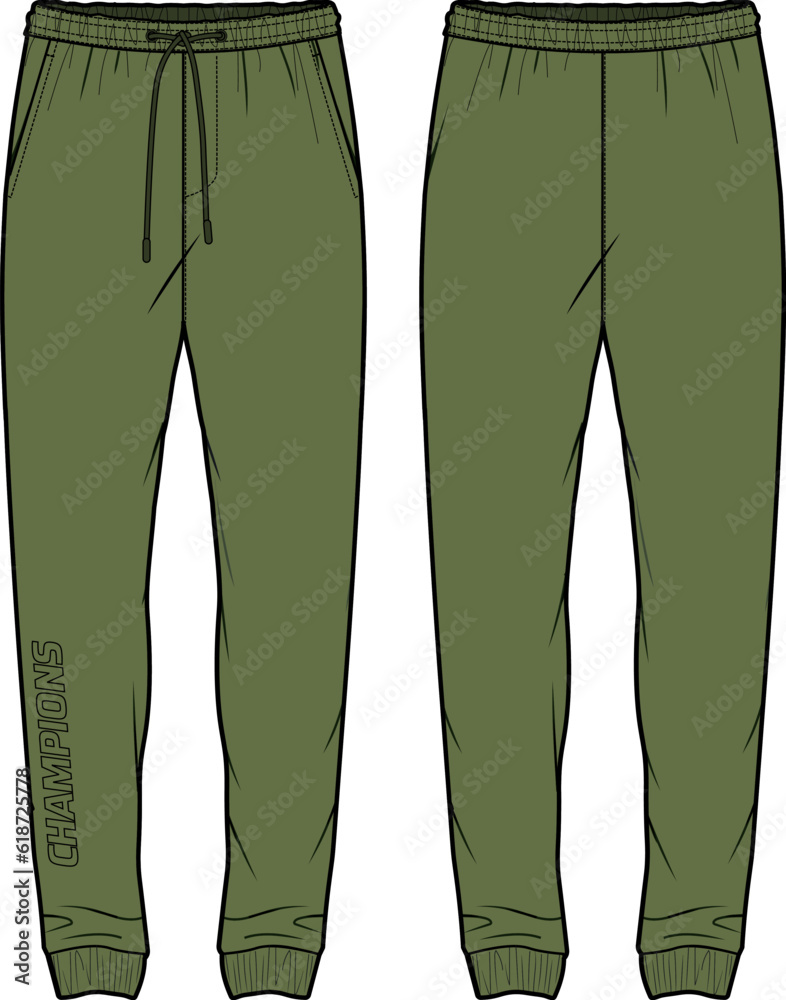 Jogger track bottom Pants design flat sketch vector illustration, Track ...