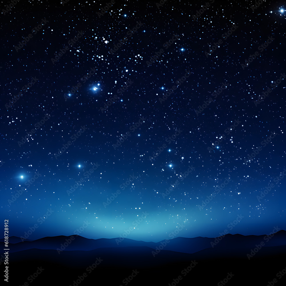 Wonderful blue night with bright milky way and galaxy, Beautiful many ...