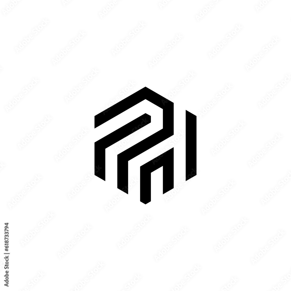 PN PNI Letter Logo Design polygon Monogram Icon Vector Template Stock ...