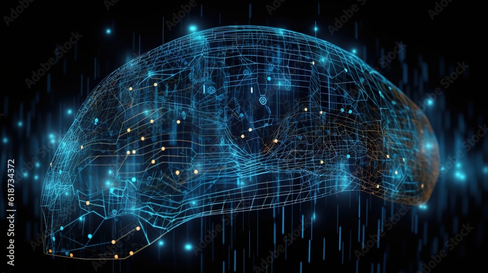 Abstract Artificial intelligence. Technology web background. Virtual ...