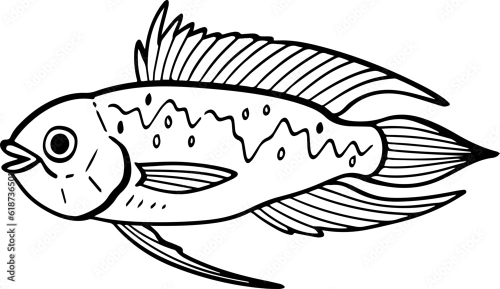 cartoon fish drawing illustration. Stock Vector | Adobe Stock