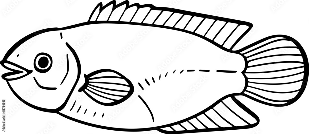 cartoon fish drawing illustration. Stock Vector | Adobe Stock