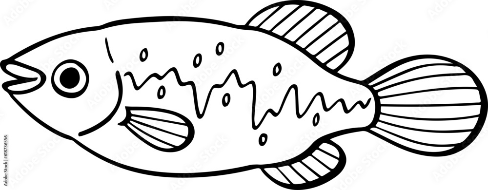 cartoon fish drawing illustration. Stock Vector | Adobe Stock