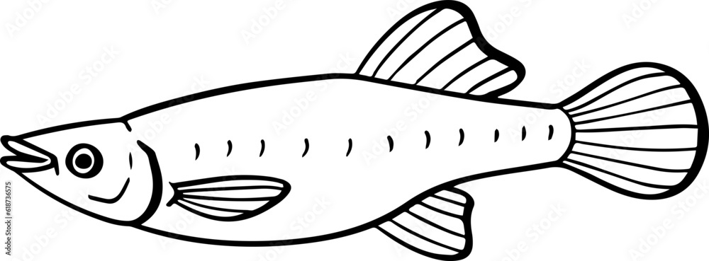 cartoon fish drawing illustration. Stock Vector | Adobe Stock