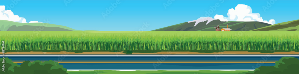 Transport of travel road with nature for banner. Empty asphalt road ...