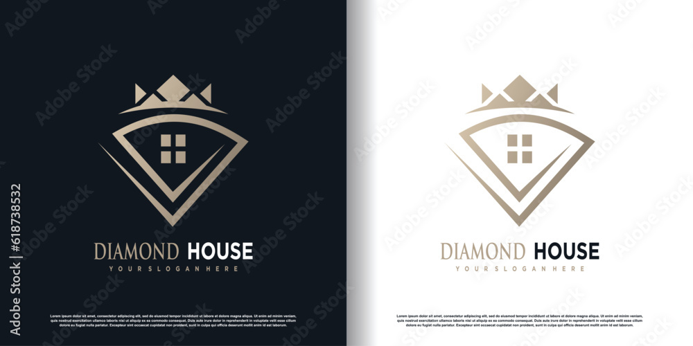 Diamond house logo with creative concept premium vector Stock Vector ...