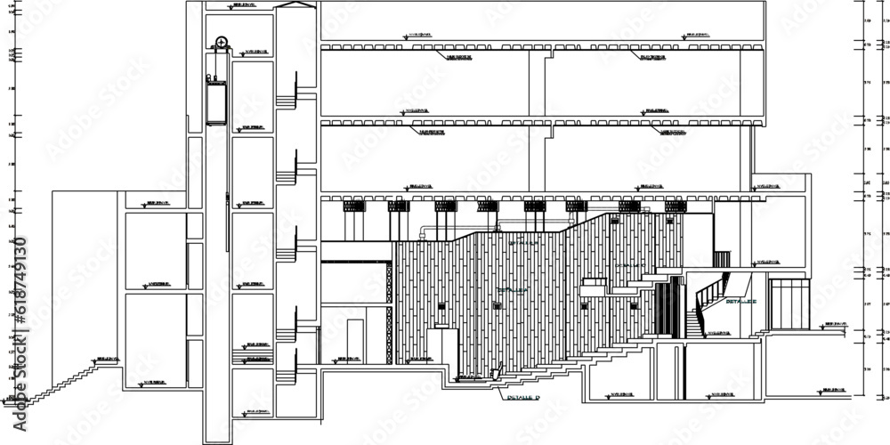 Vector sketch illustration of detailed architectural design of ...