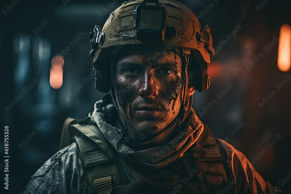 Portrait showcasing the unwavering resolve and determination of a ...