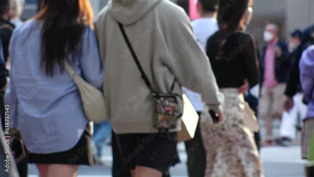 SHIBUYA, TOKYO, JAPAN - JUNE 2023 : View of crowd of people walking at ...