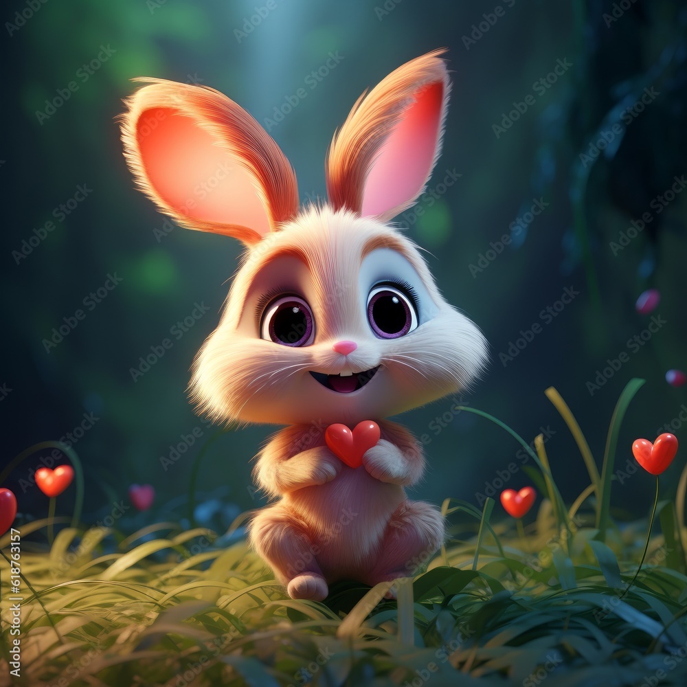 Cute ai generated cartoon bunny Stock Illustration | Adobe Stock