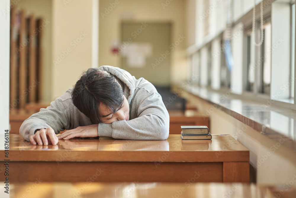 Asian Korean University Library Young male college student model ...