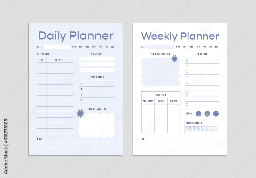 Daily or Weekly Planner Layout Stock Template | Adobe Stock
