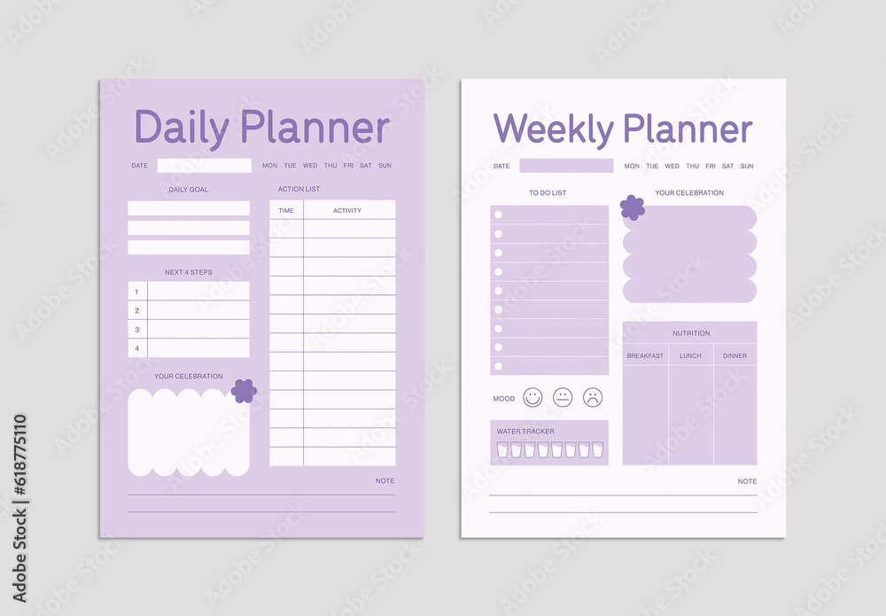 Daily Planner Weekly Planner Printable Vector Layout Stock Template ...