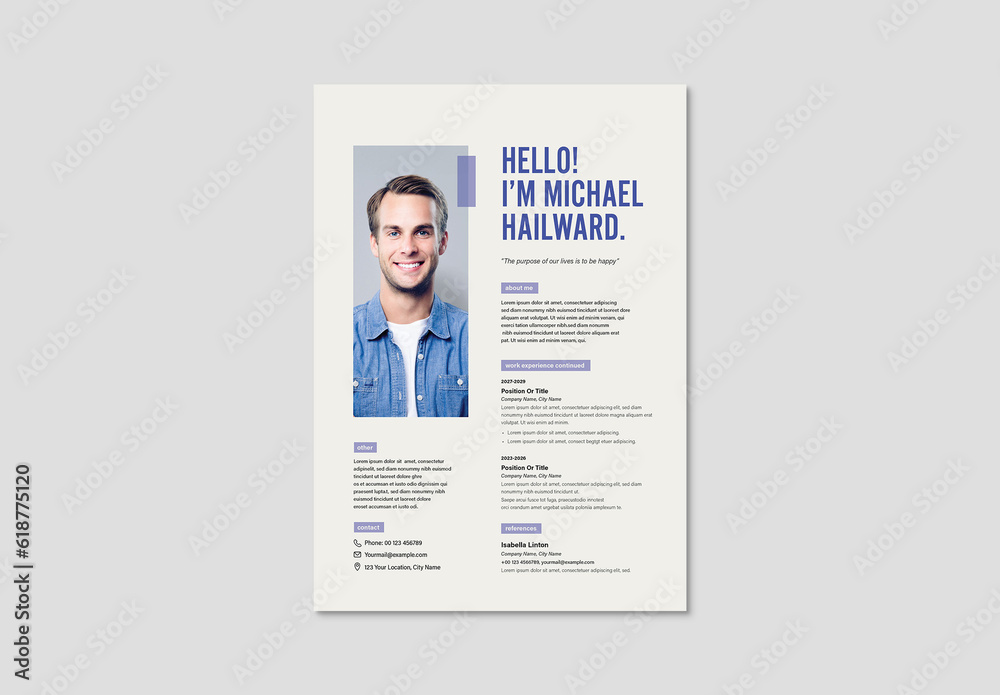 Fresh Resume CV Layout Stock Template | Adobe Stock
