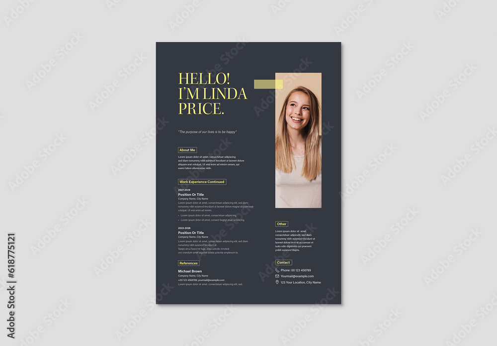 Dark Resume CV Layout Stock Template | Adobe Stock