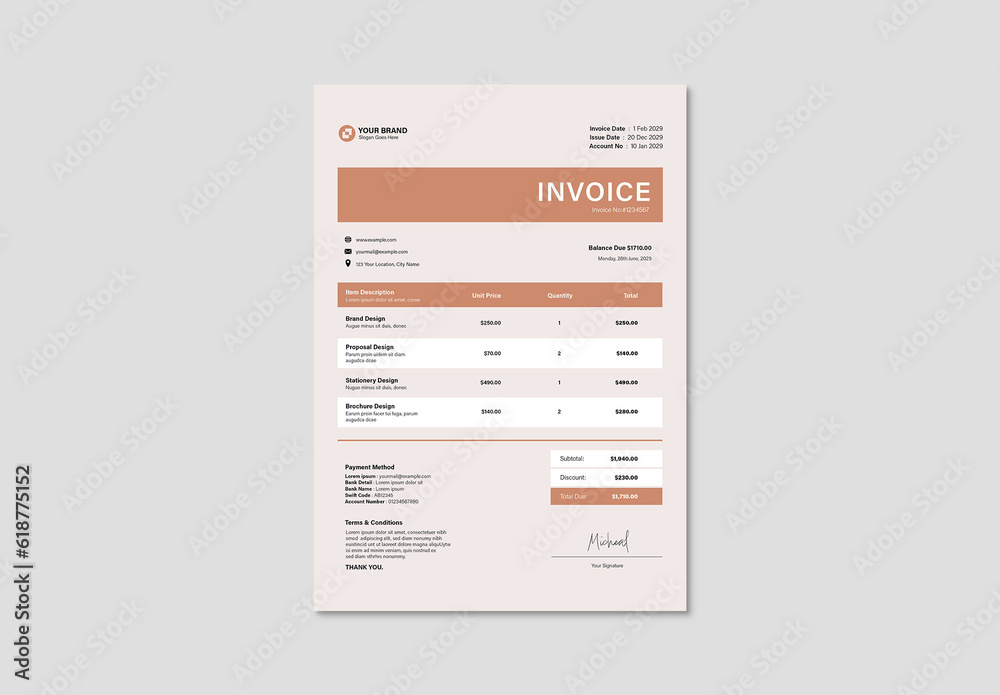 Invoice Template Stock Template | Adobe Stock
