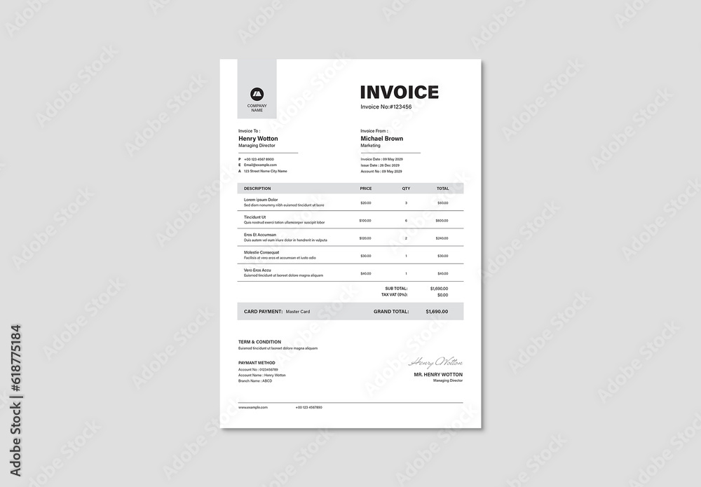 Invoice Layout Stock Template | Adobe Stock