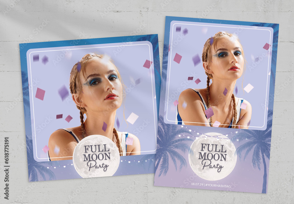 Full Moon Party Photo Card Layout Stock Template | Adobe Stock