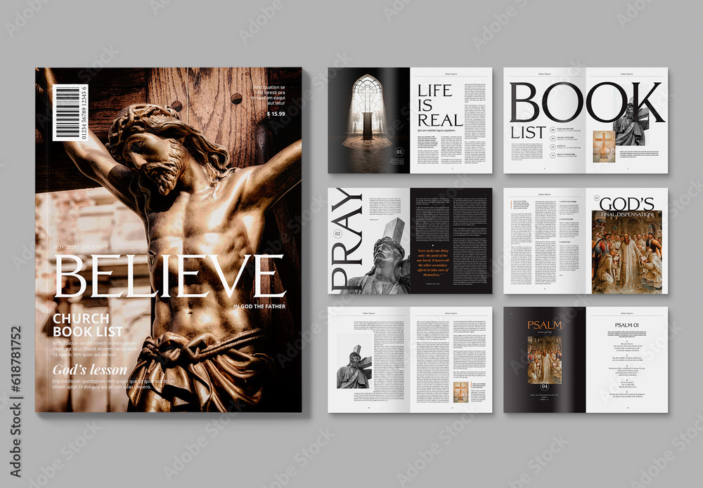 Church Magazine Brochure Newsletter Layout Stock Template | Adobe Stock