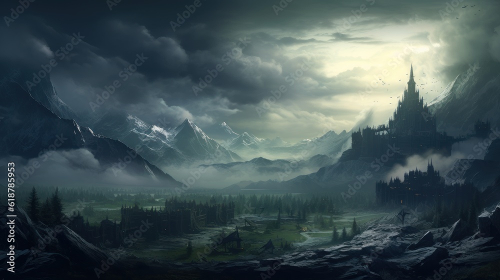 Fantasy Landscape Game Art Stock Illustration | Adobe Stock