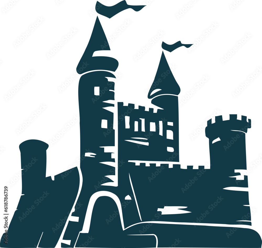 Iconic vector logo showcasing a symbolic image of a castle constructed ...