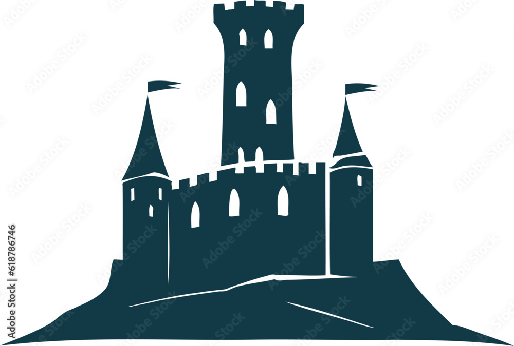 Vector logo featuring a symbolic representation of a stone castle from ...