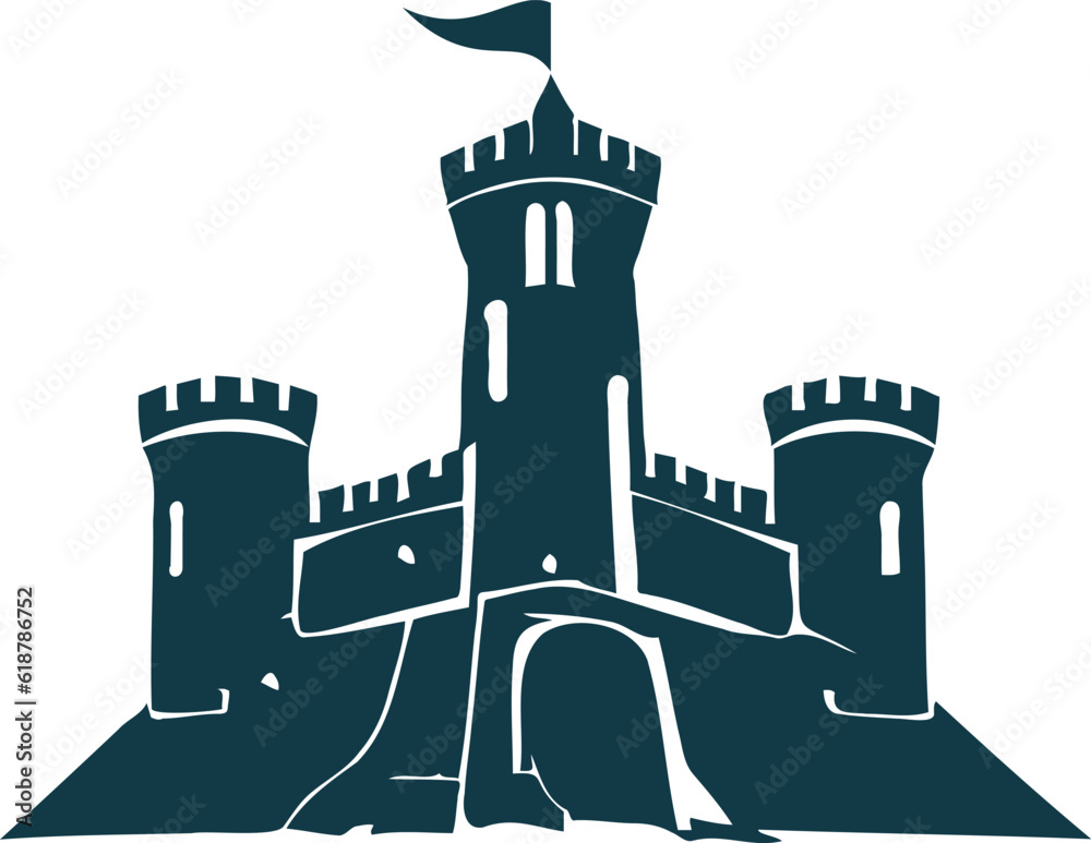 Vector logo with a symbolic representation of a stone castle from the ...