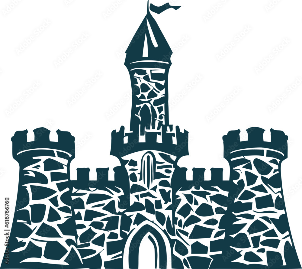 Vector logo showcasing a symbolic representation of a stone castle from ...