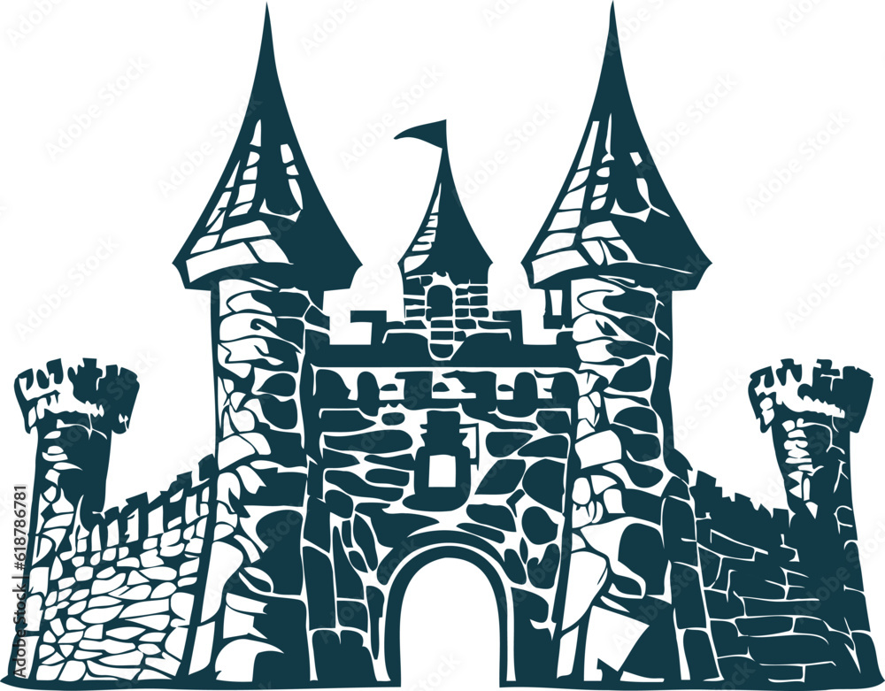 Iconic vector logo showcasing a symbolic image of a castle made of ...