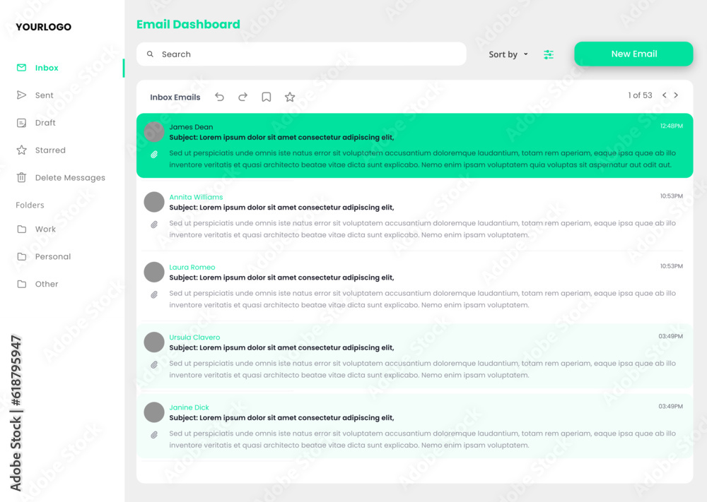 Email Dashboard and Emails Inbox CMS Newsletter and Messaging UI Kit ...