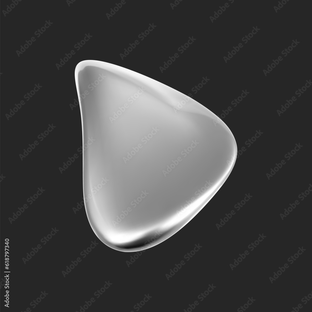 3d chrome liquid shape, metallic fluid bubble isolated on black ...