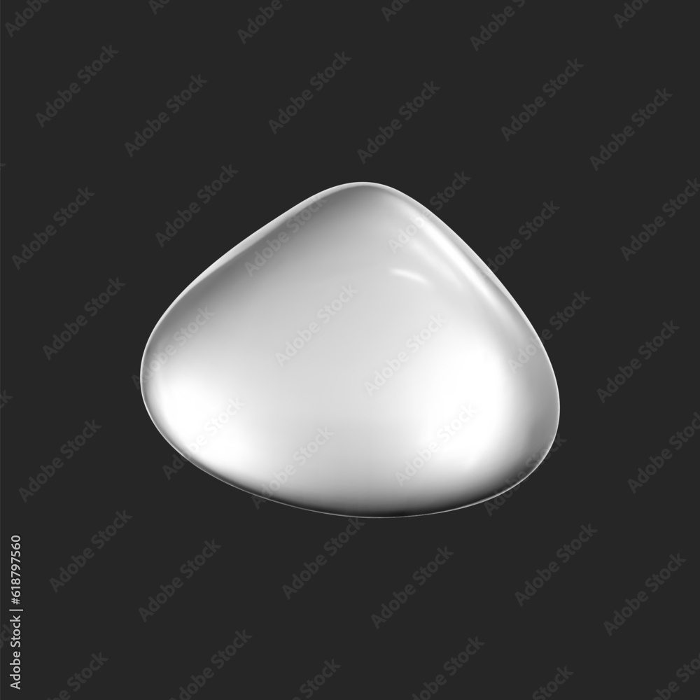 3d chrome liquid shape, metallic fluid bubble isolated on black ...