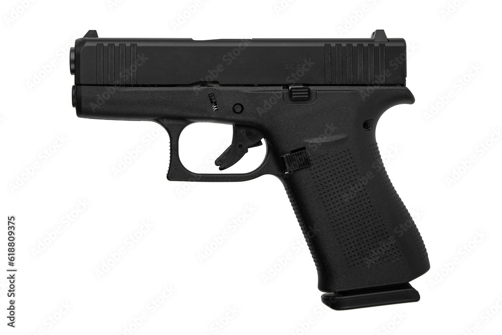 Modern semi-automatic pistol isolate on a white background. Armament ...