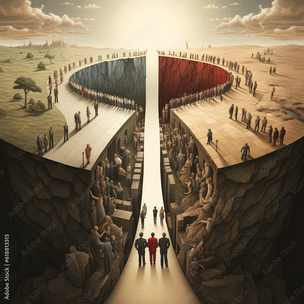 political themed concept of the right wing versus the left wing that ...