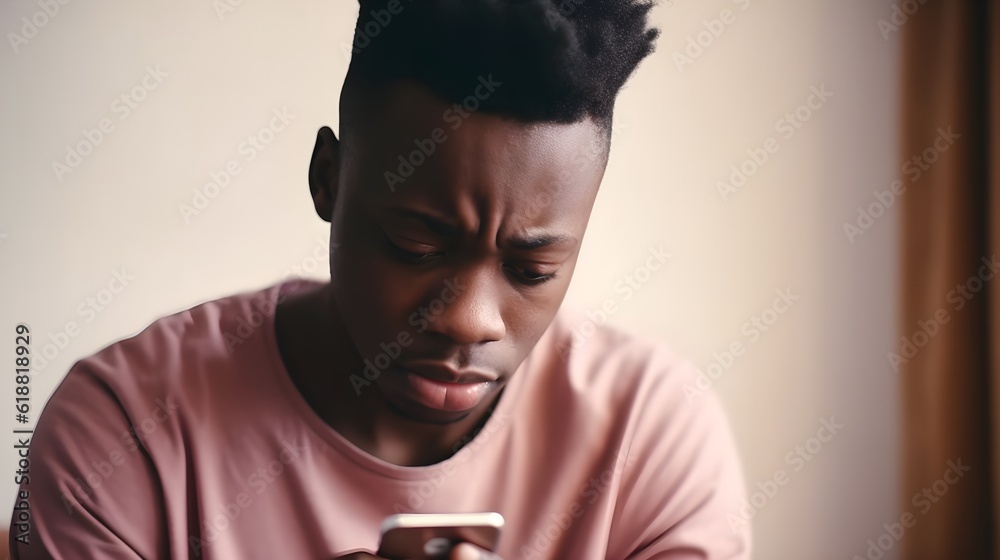 Front view portrait of a sad, depressed, crying African American man ...