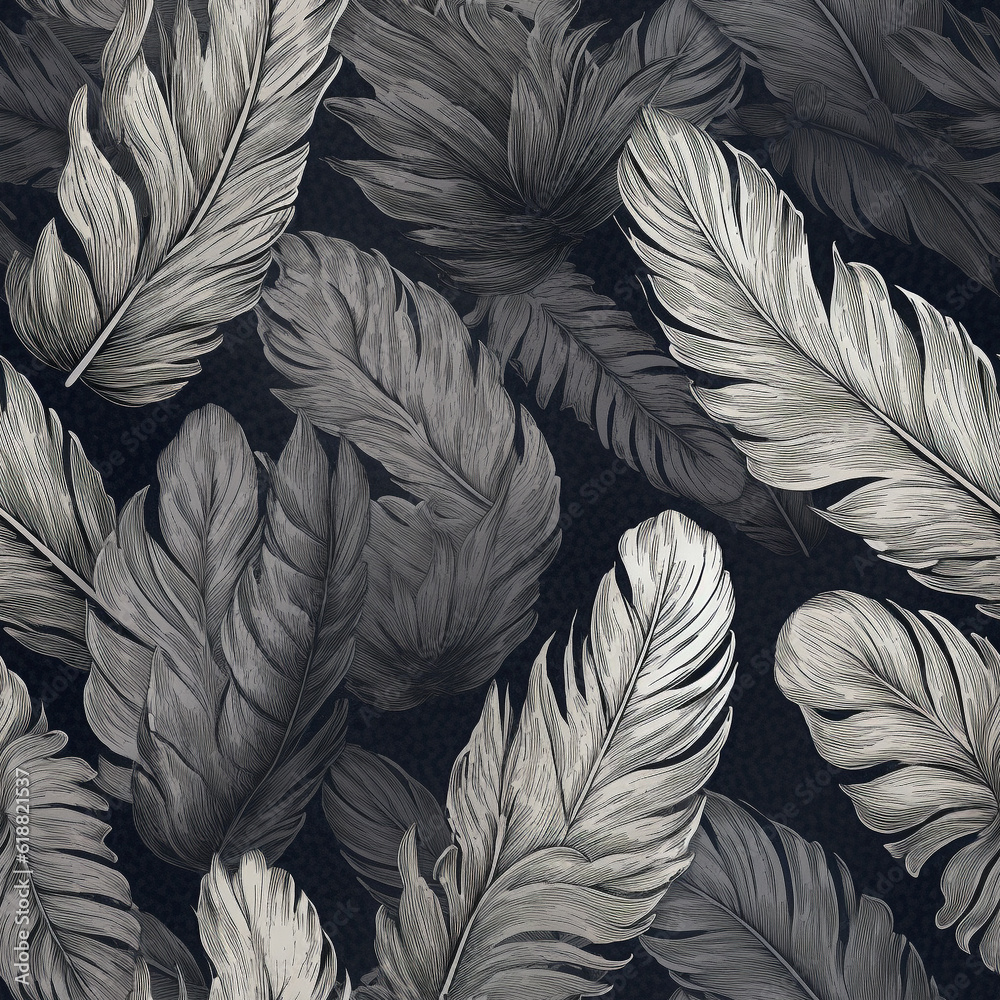 A Continuous Repeating Tile Pattern with a Black and White Detailed ...