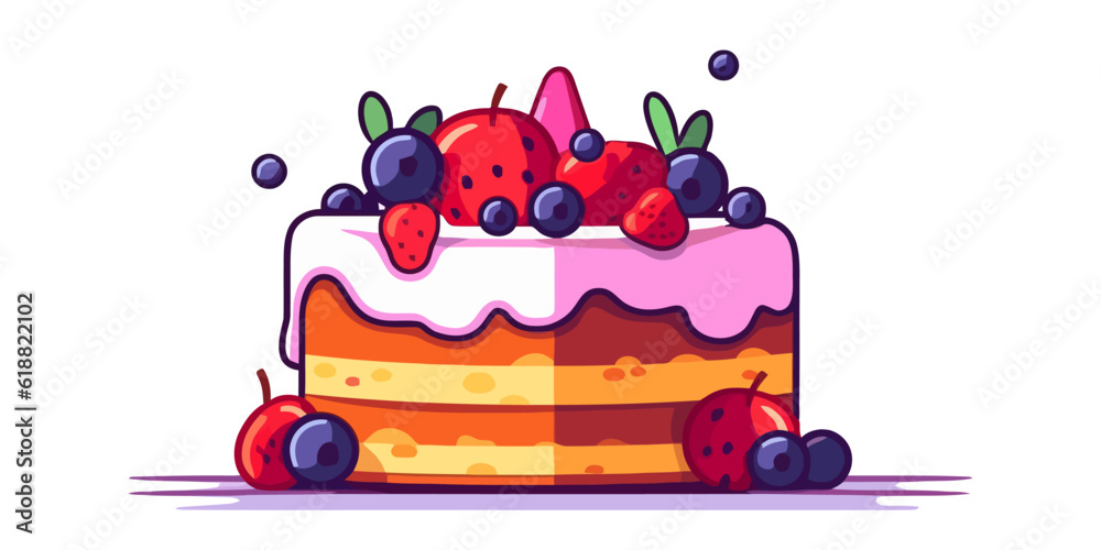 Cartoon cake image. Sweet cake. Sweet celebration dessert. Stock Vector ...