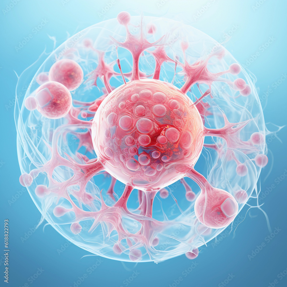 Beautiful Human stem cell generated with AI, 3D rendering ,microscope ...