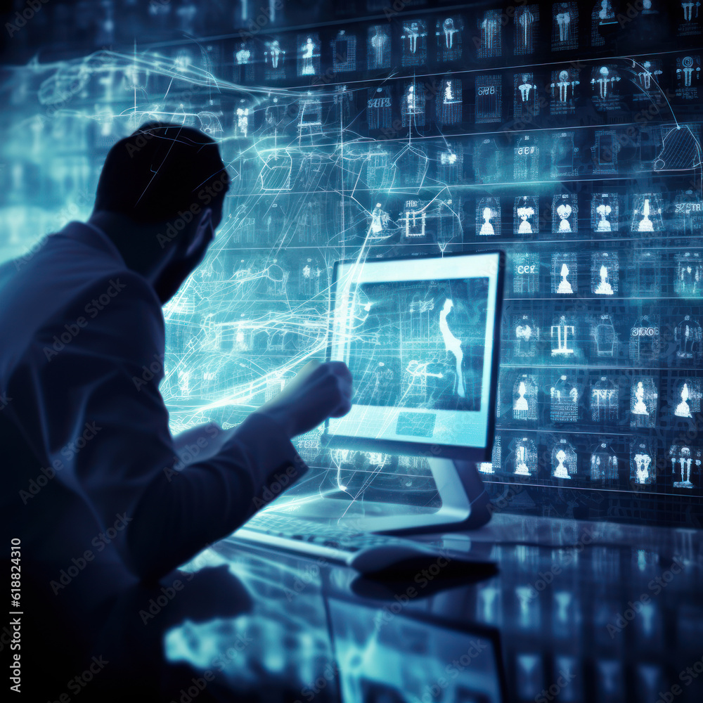 Cutting-edge Vision: Tech Guru in Futuristic Data Center Utilizing ...