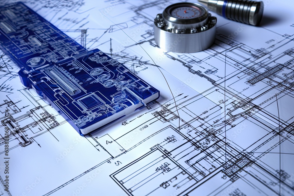 Engineering Drawings: Electrical Chips & Symbols Design Background ...