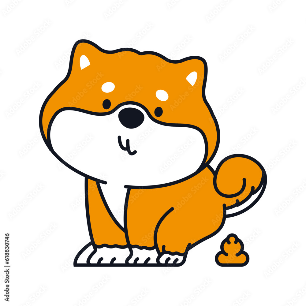 Cute shiba inu dog pooping vector illustration isolated on a white ...