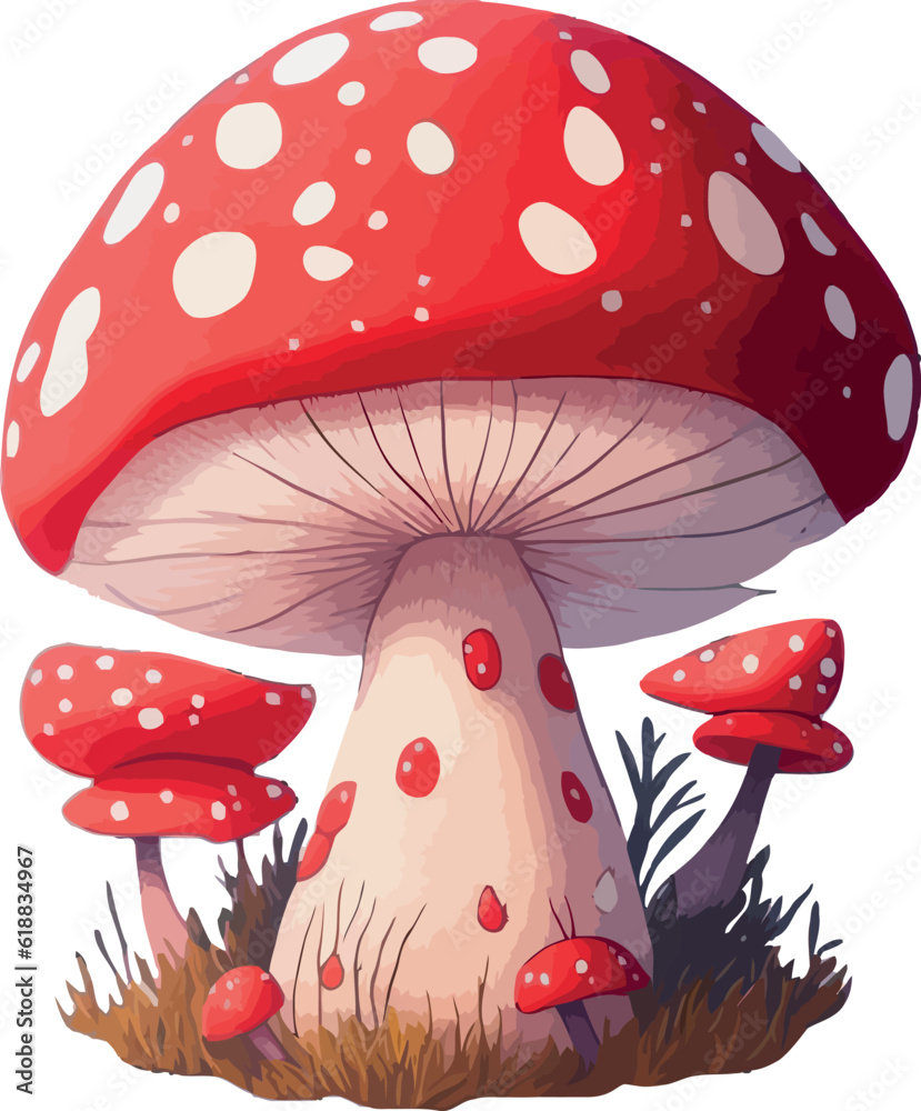 cute red mushroom cartoon isolated on white background vector ...