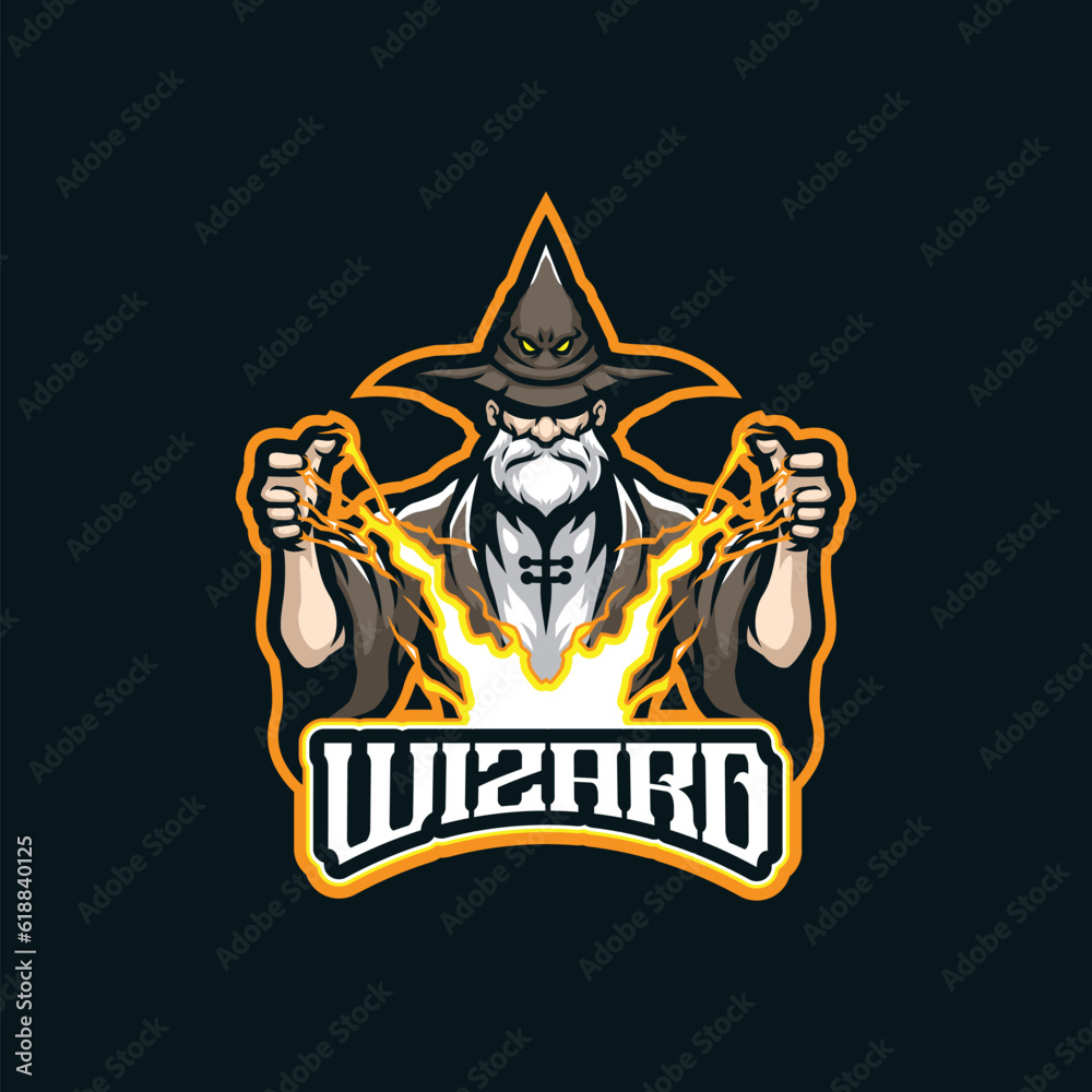 Wizard mascot logo design vector with modern illustration concept style ...