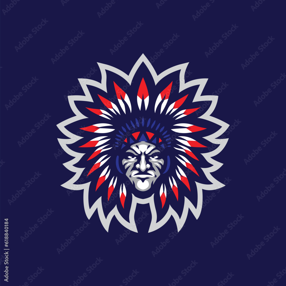 Tribe mascot logo design vector with modern illustration concept style ...