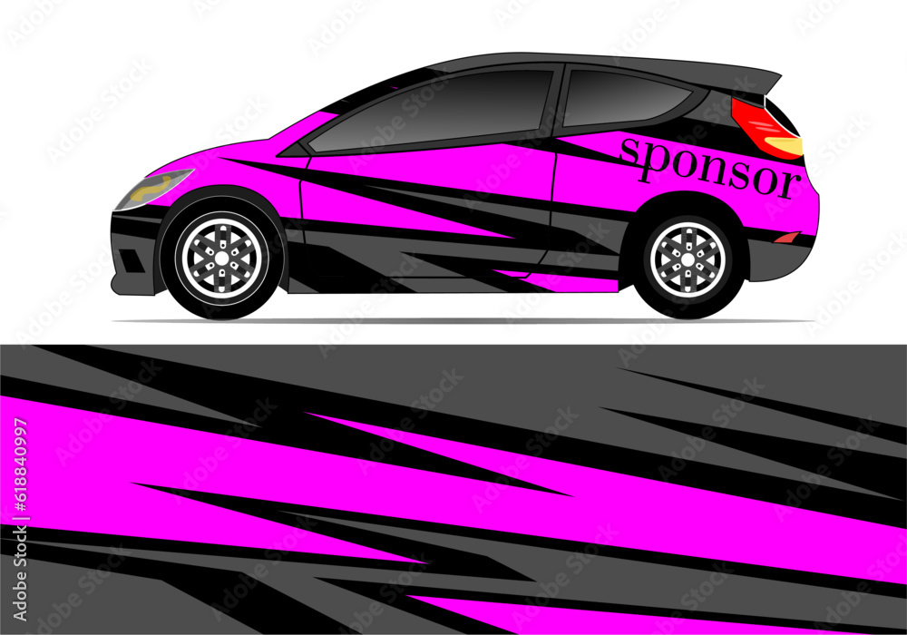 purple color car sticker design vector. Graphic abstract line racing ...