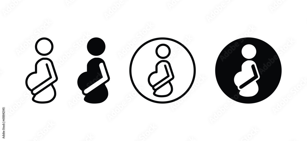 Pregnancy icon. Pregnant woman icon symbol in line and flat style on ...