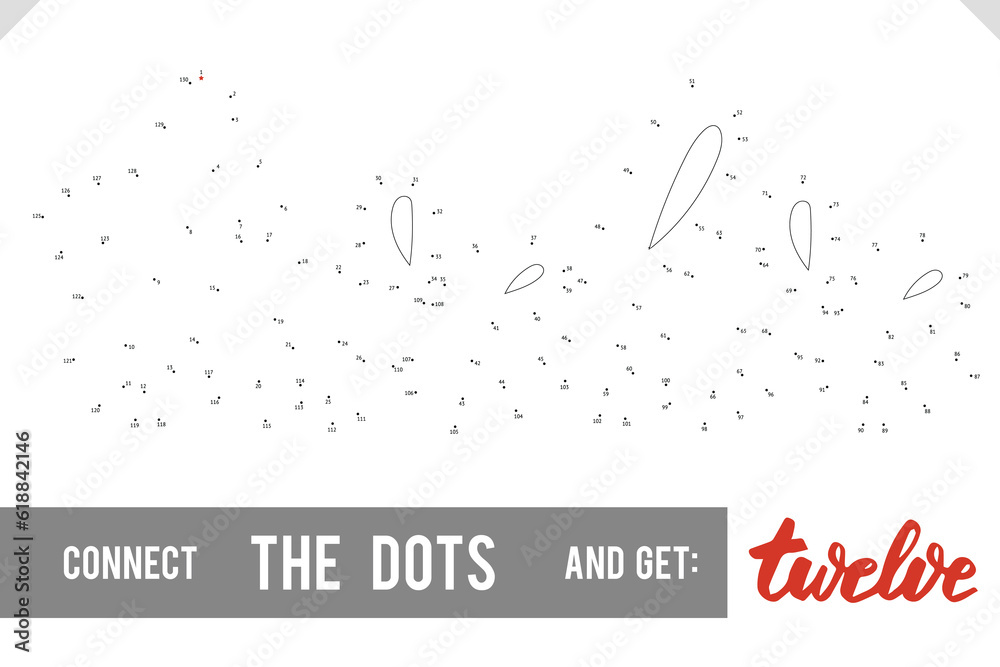 Lettering Word Twelve by dot to dot for children and adults. Numbers ...