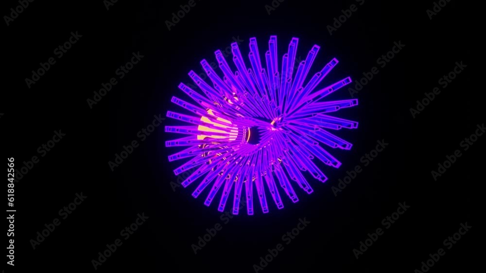 Seamless loop animation abstract blue and pink orb on black background ...